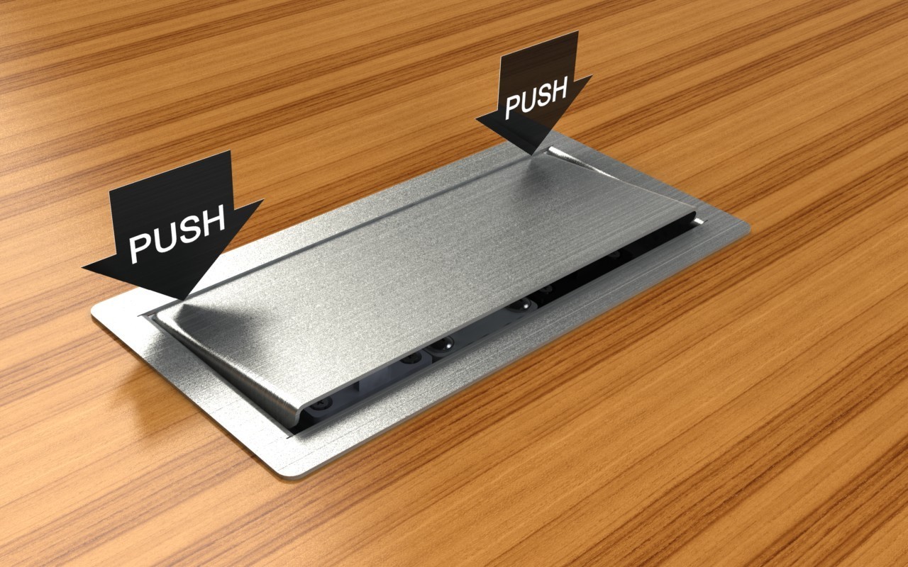 Floor socket with hinged lid for hollow space bottom or desk (3303EH ...