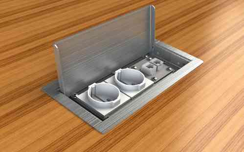 Floor socket with hinged lid for hollow space bottom or desk (3303EH ...